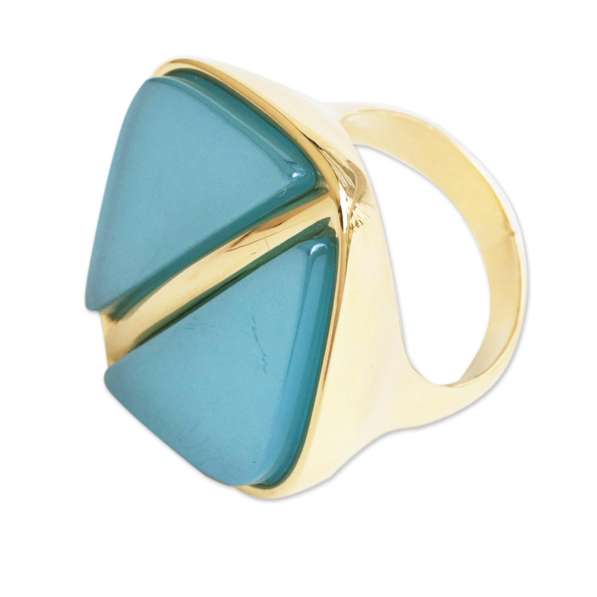 UNICEF Market | Modern Gold Plated Agate Signet Ring from Brazil ...