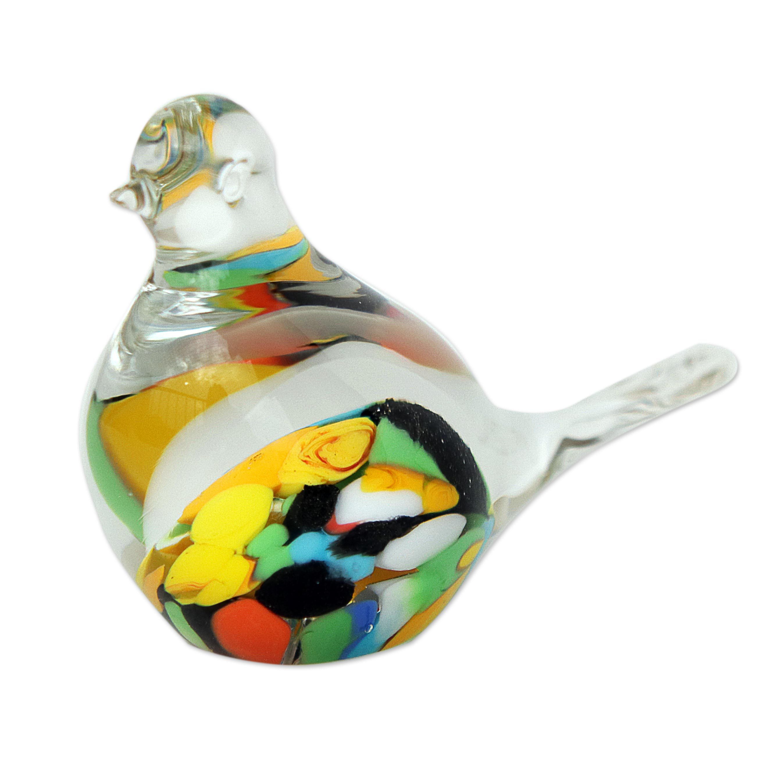 UNICEF Market | Handblown Brazilian Colorful Bird Art Glass Paperweight ...