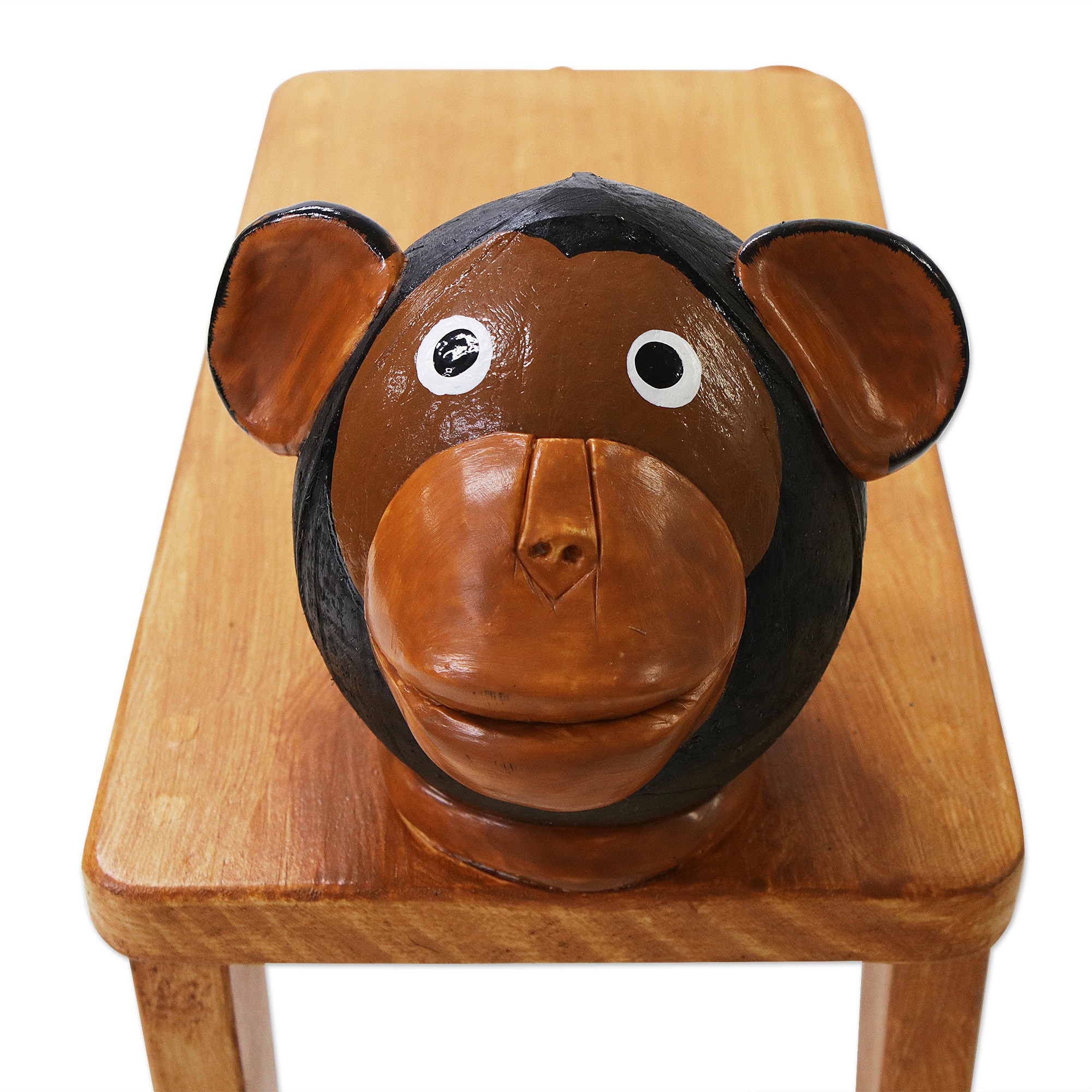Monkey Decorative Wood Bench Accent - Brown Monkey | NOVICA