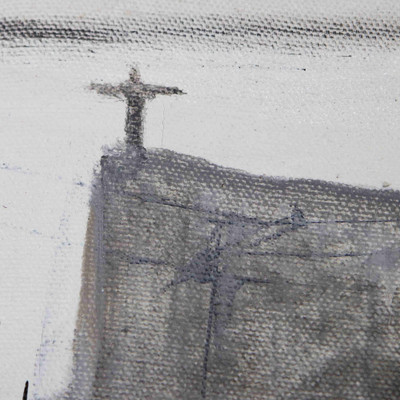 Acrylic on Canvas Brazilian Favela Abstract Painting - Black and White ...