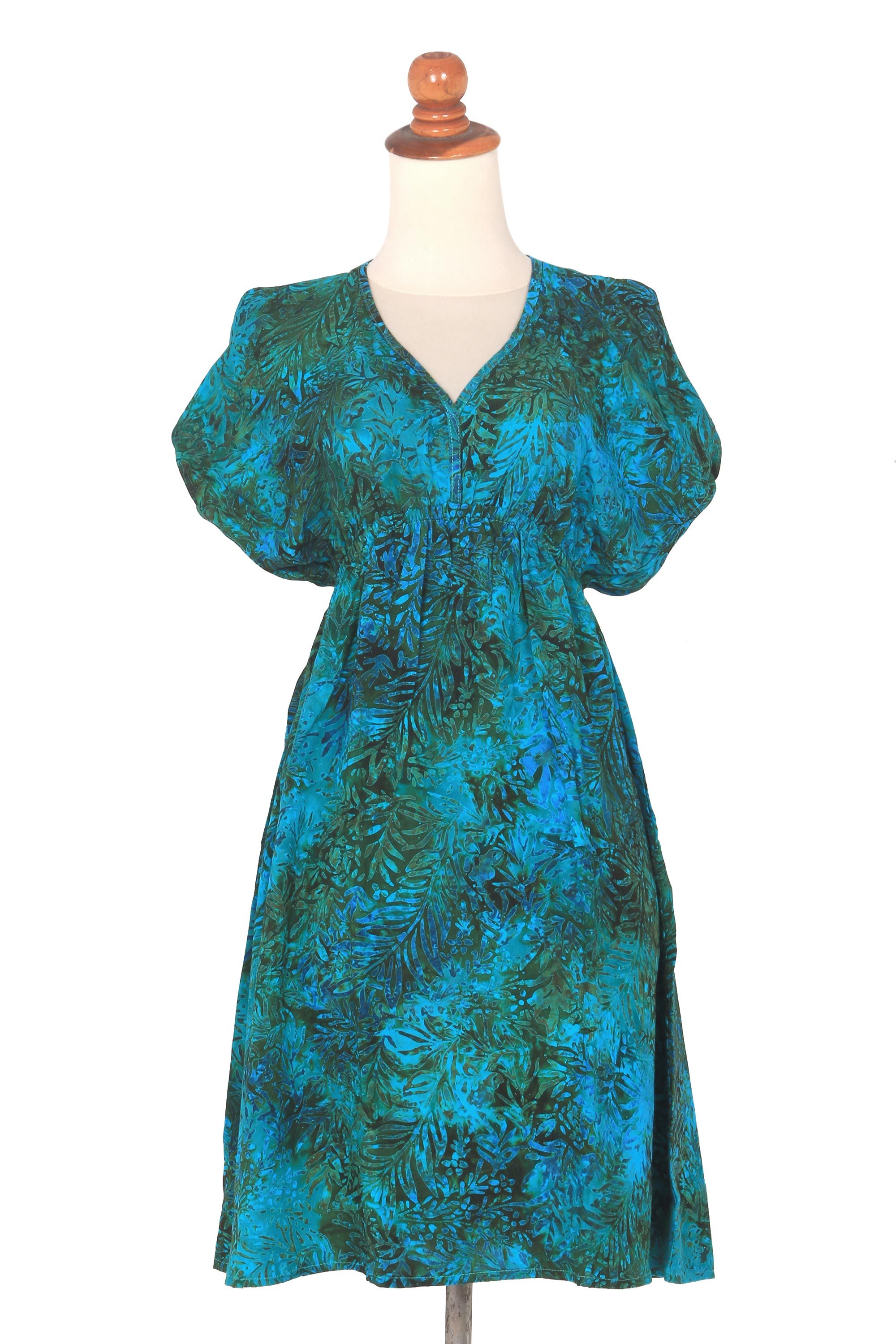 UNICEF Market | Artisan Crafted Fresh Green Blue Batik Rayon Short ...