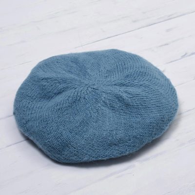 Knit 100% Alpaca Wool Beret in Wedgwood from Peru - Parisian Andes in ...