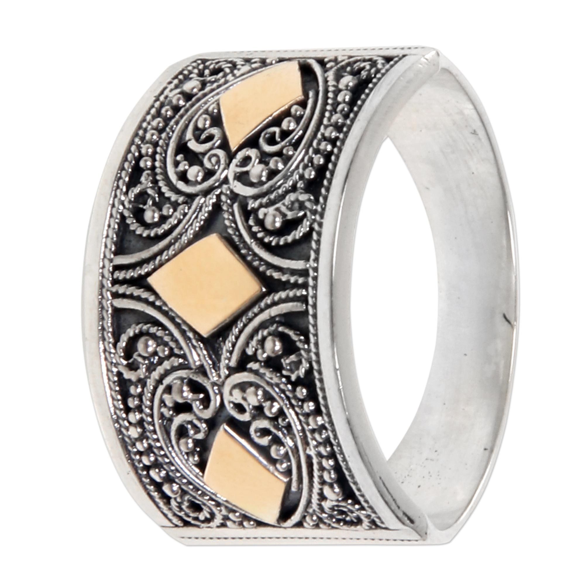 UNICEF Market | Balinese Style Contemporary Silver Ring with Gold ...