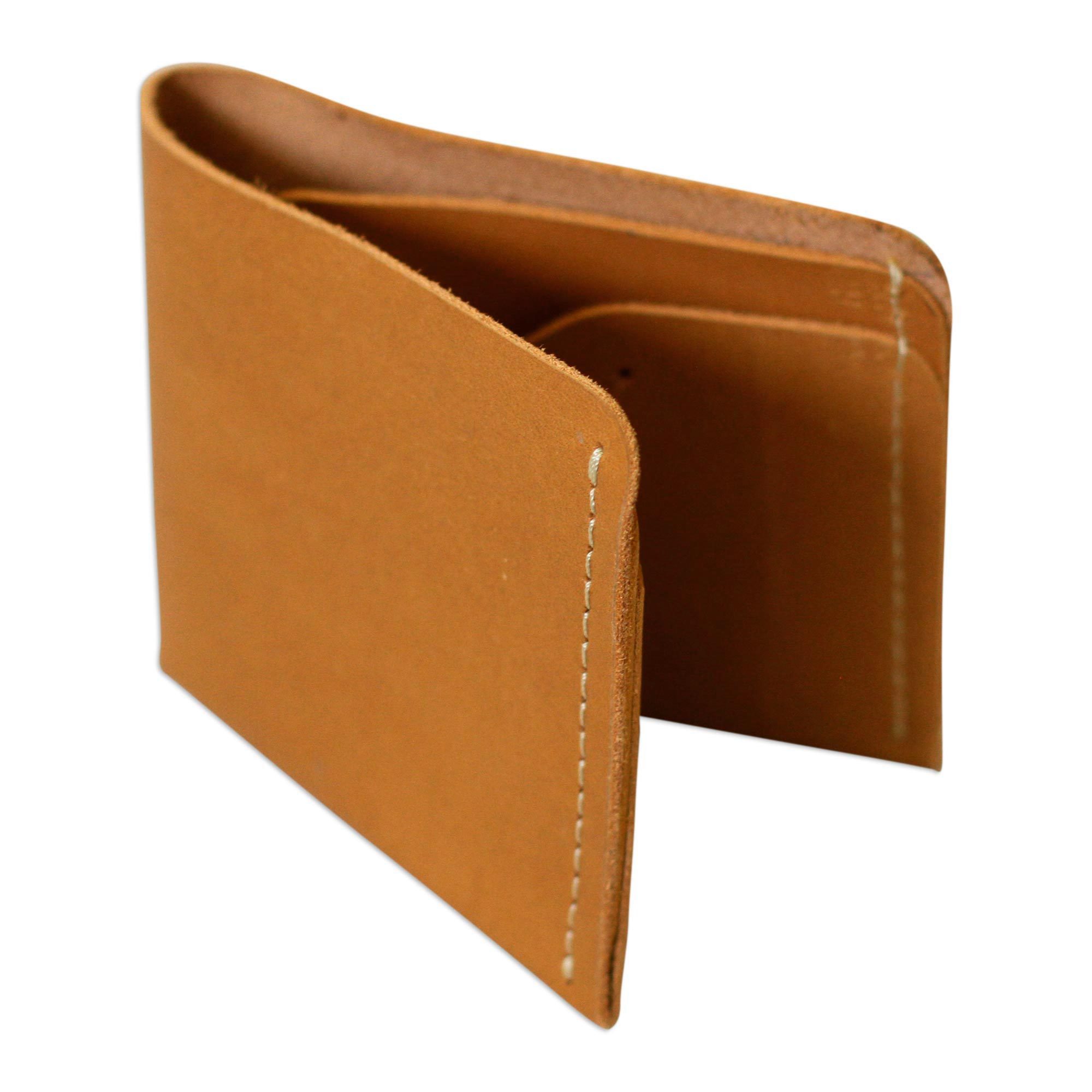 Handcrafted Men's Light Brown Pigskin Leather Bi-Fold Wallet ...