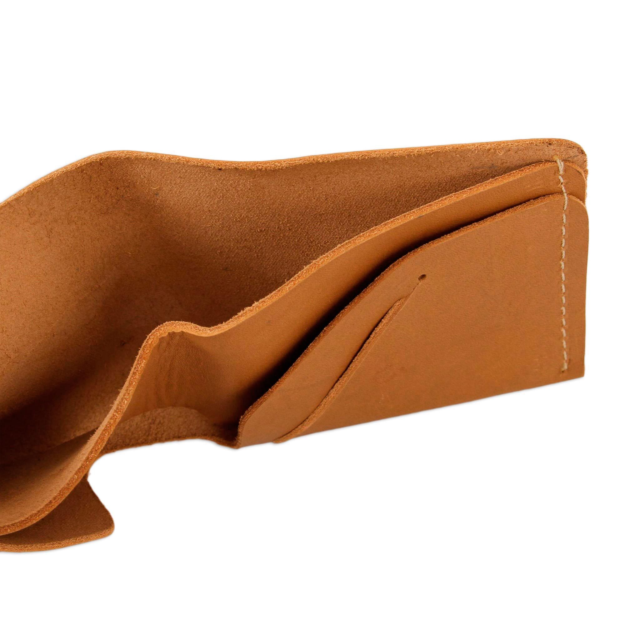 Handcrafted Men's Light Brown Pigskin Leather Bi-Fold Wallet ...