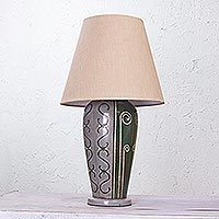 Ceramic Table Lamp with Neutral Jute Lampshade - Jalisco Light | NOVICA