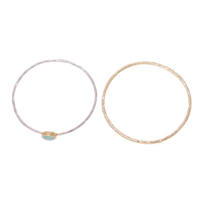 18K Gold Plated Sterling Silver Bangle Bracelets (Pair) - Sliver of Sky | NOVICA