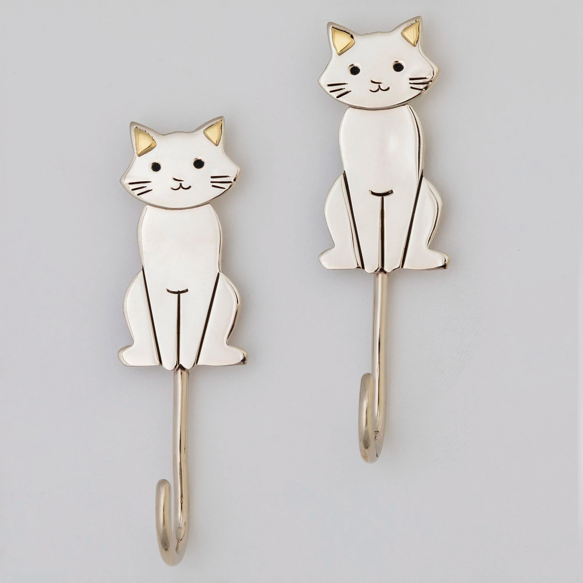 Set of 2 Metal Cat Wall Hooks from Mexico - Cute Cats | NOVICA