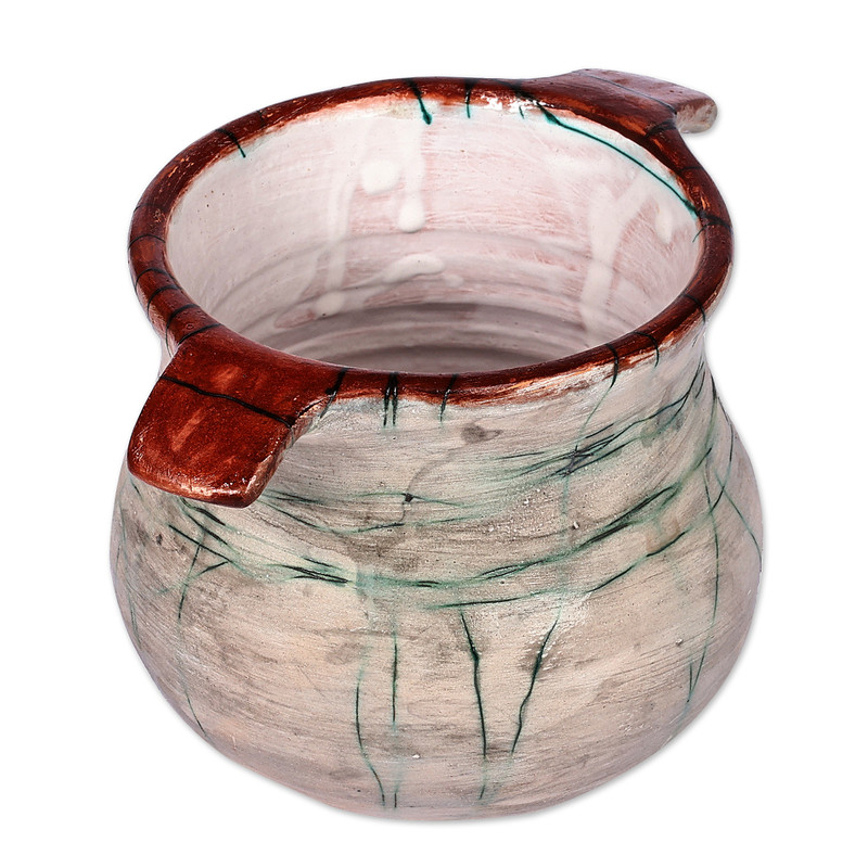 Handcrafted Classic Ceramic Vase in Green and Grey - Classic Epoch | NOVICA