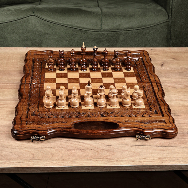 Handcrafted Wood Chess and Backgammon Board Game Set - Double the Fun ...