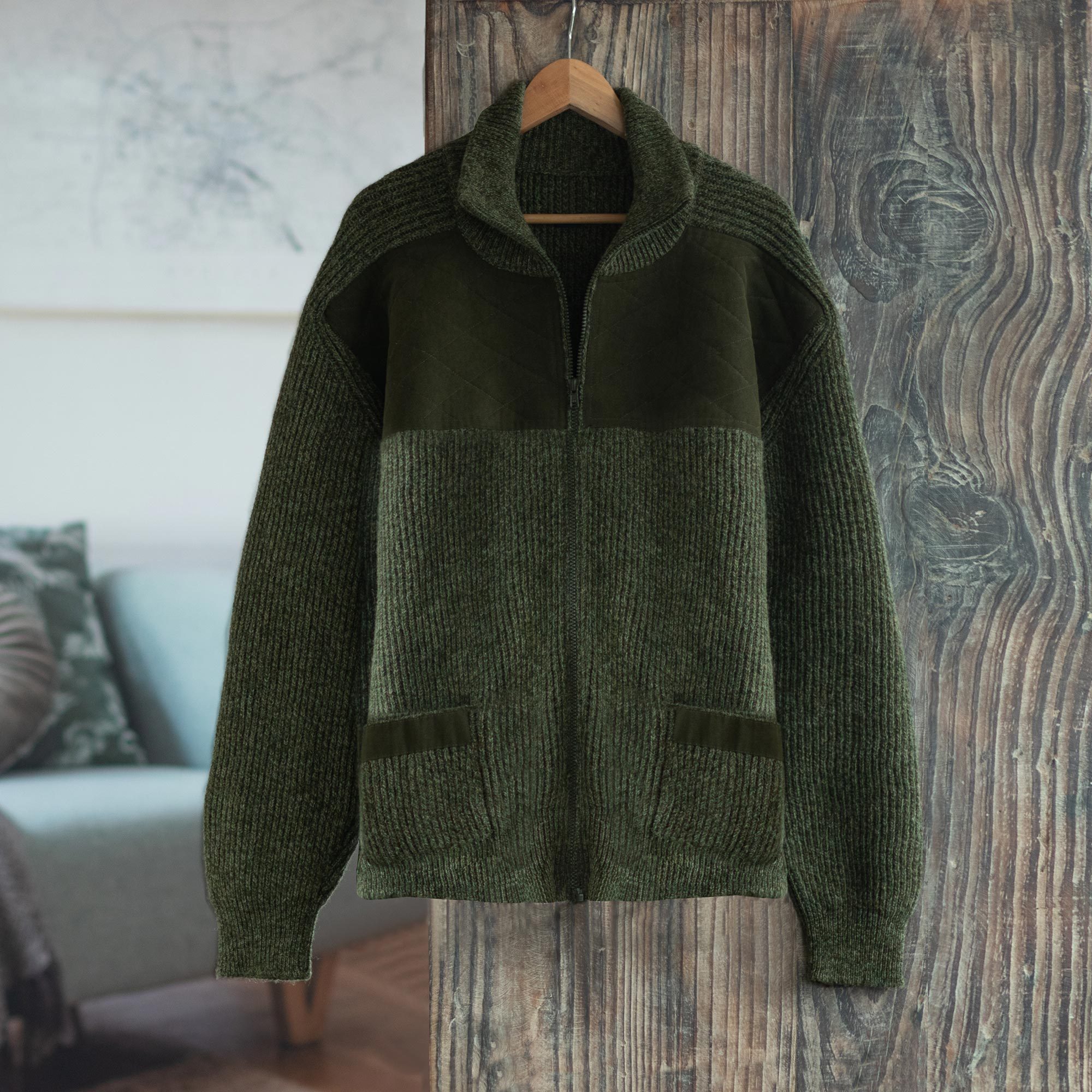 Men's All-Wool Scottish Borders Cardigan - Scottish Borders | NOVICA