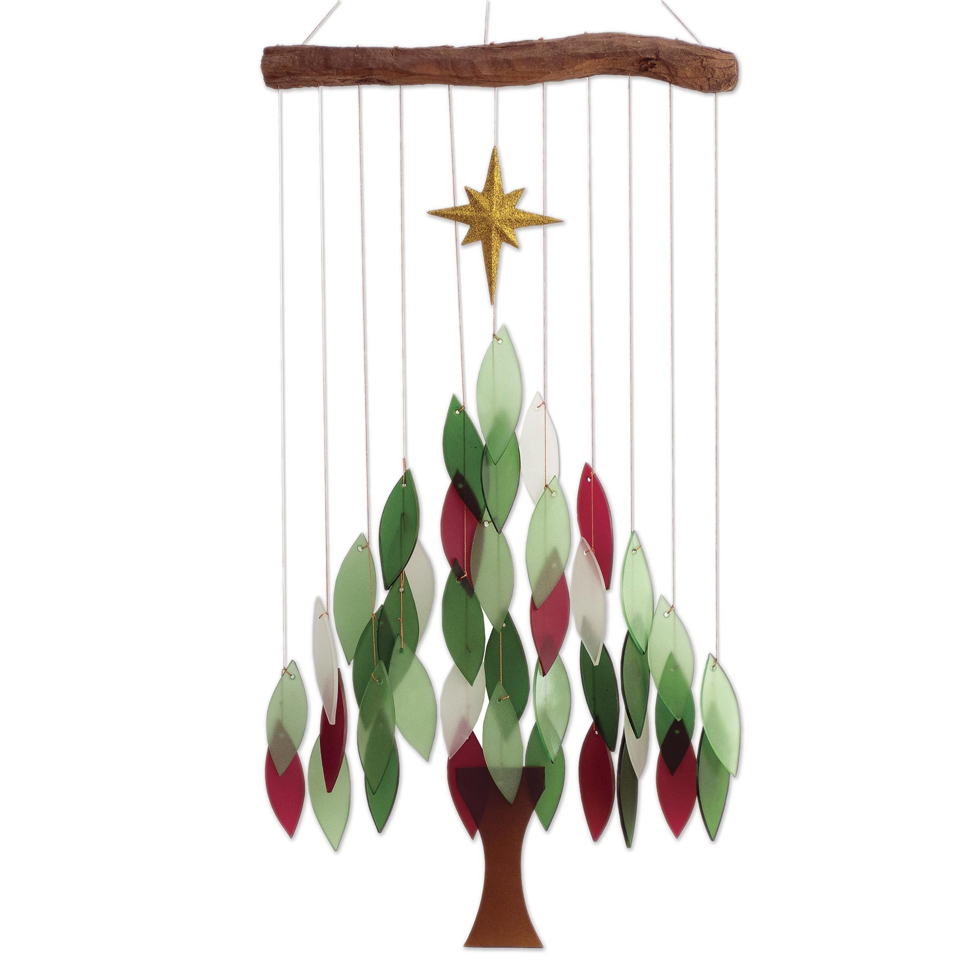 UNICEF Market | Glass Christmas Tree Wind Chime - Sounds of the Season