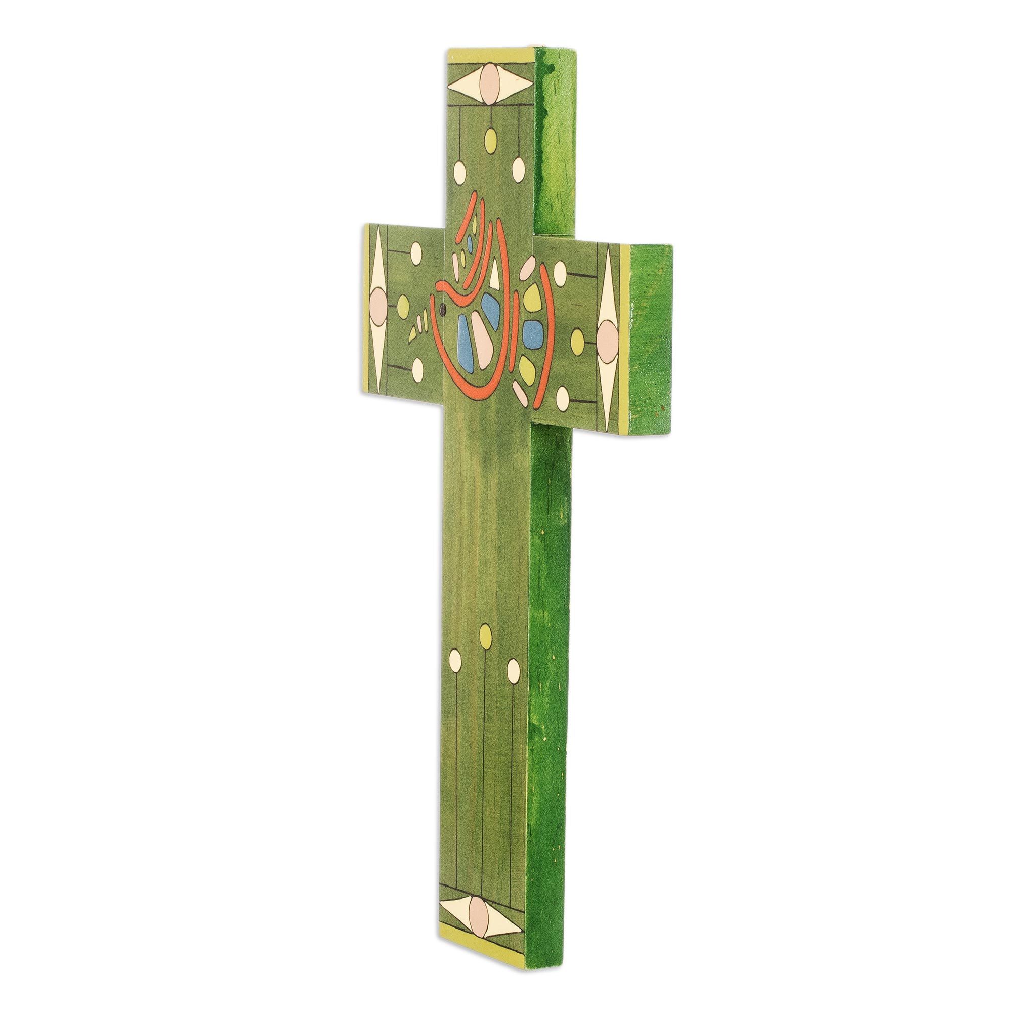 Hand Painted Christianity Wood Cross - Peace and Hope | NOVICA