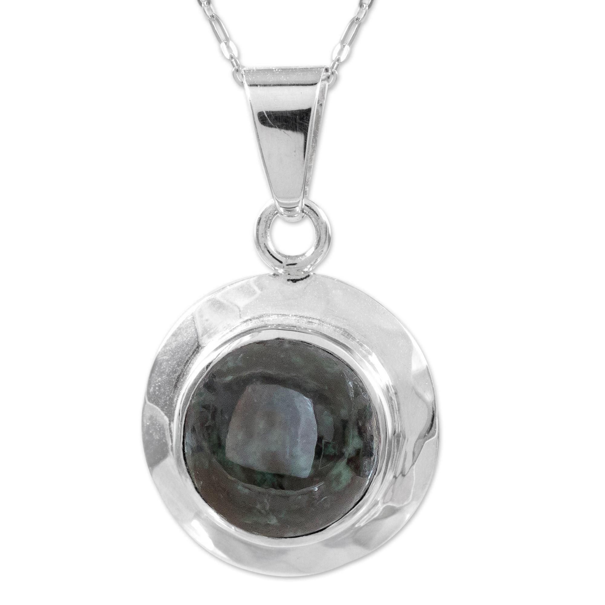 UNICEF Market | Handcrafted Sterling Silver Pendant Jade Necklace - Saturn UNICEF Market | Handcrafted Sterling Silver Pendant Jade Necklace - Saturn
