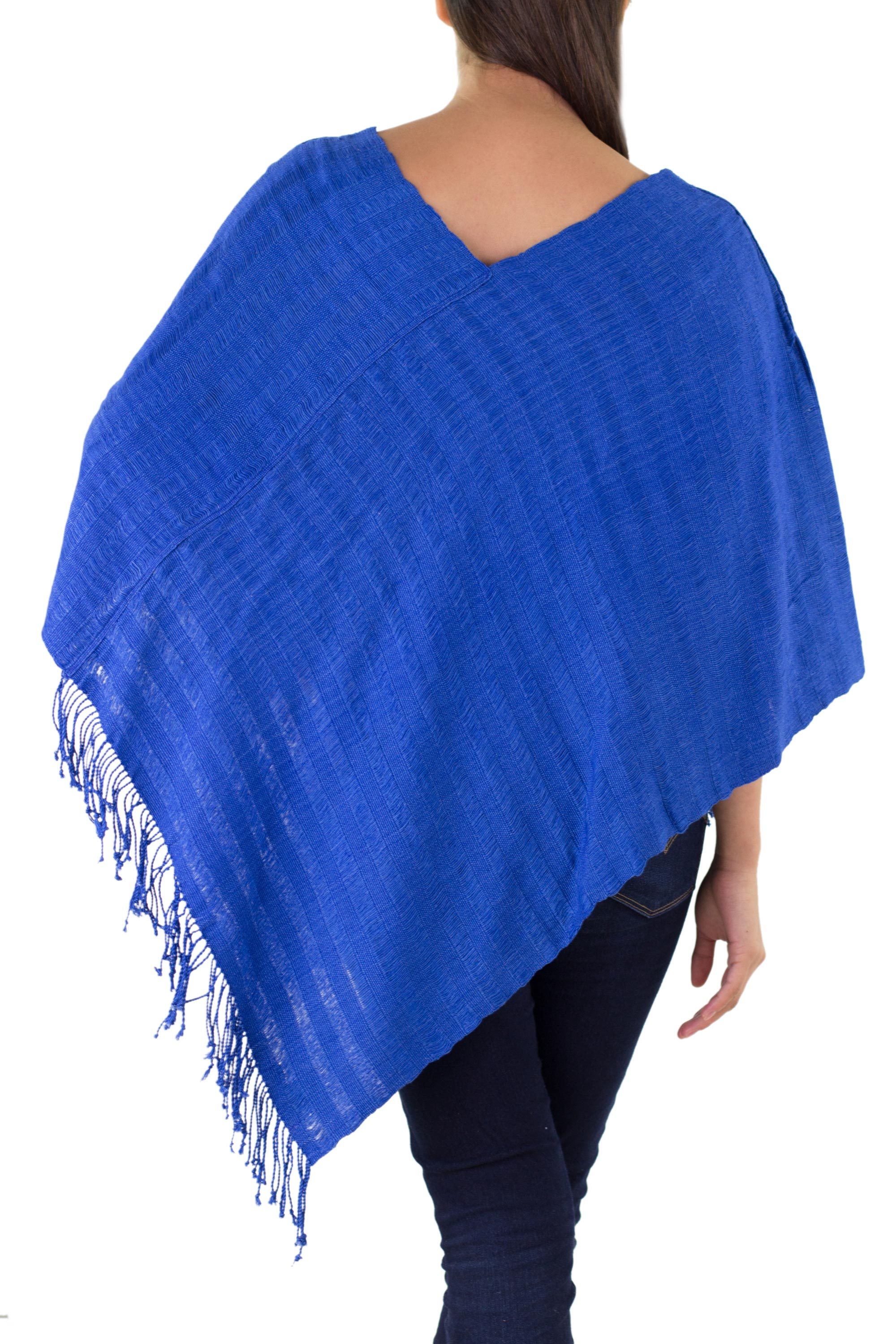 UNICEF Market | Organic Dyes Handwoven Dark Blue Cotton Poncho ...