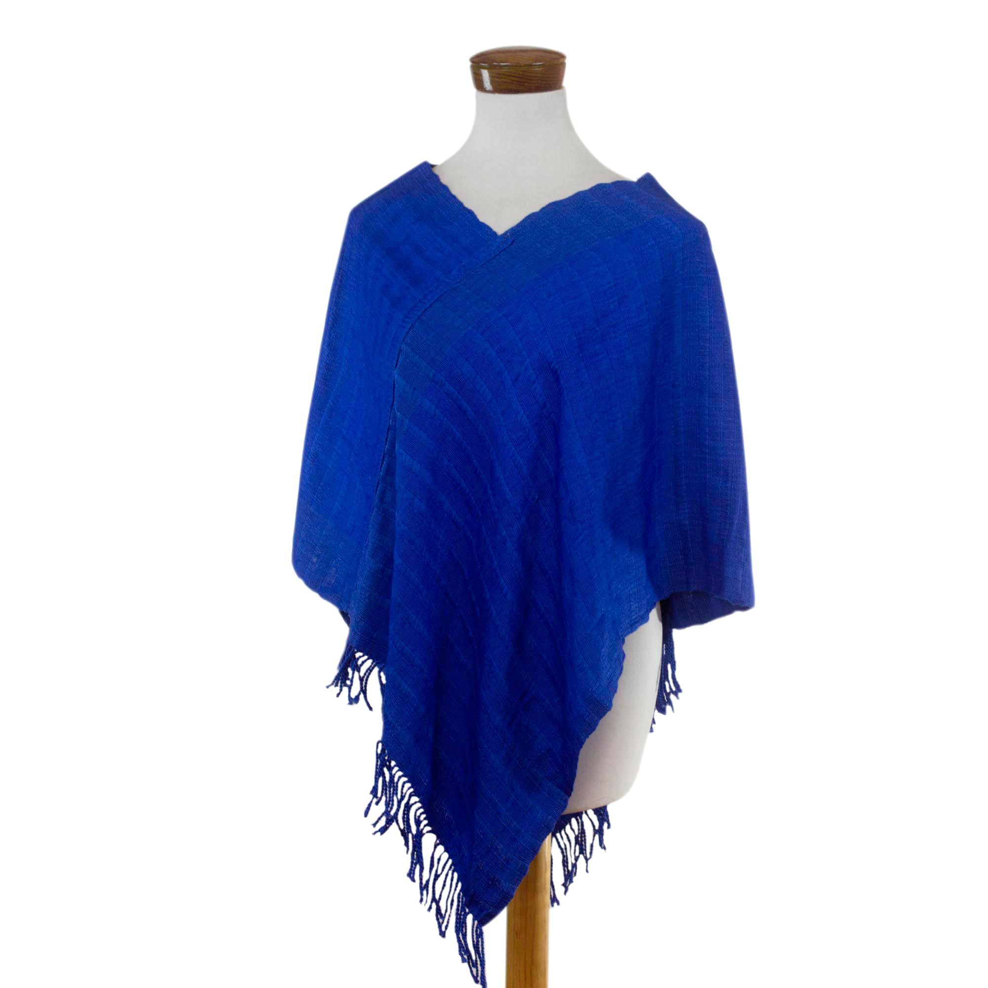 UNICEF Market | Organic Dyes Handwoven Dark Blue Cotton Poncho ...