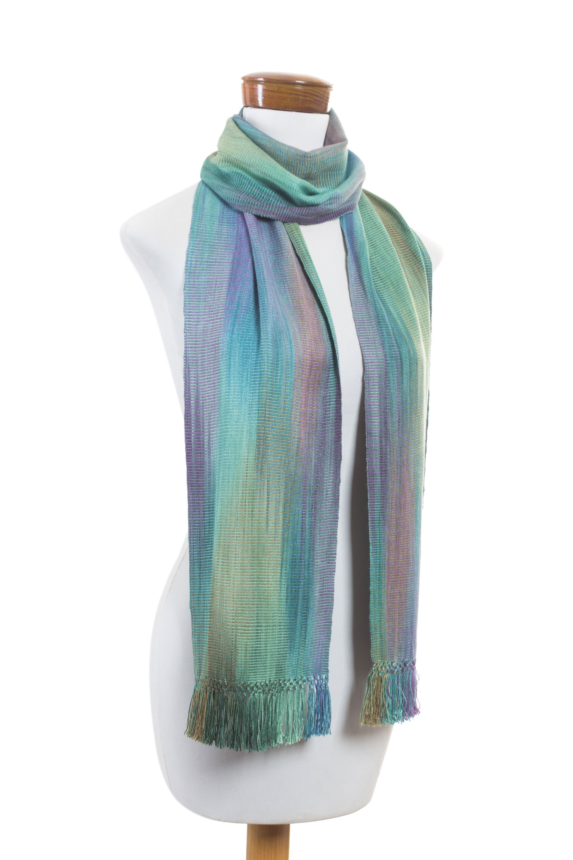 UNICEF Market | Purple Green Hand Crafted Rayon Scarf - Iridescent Pastels