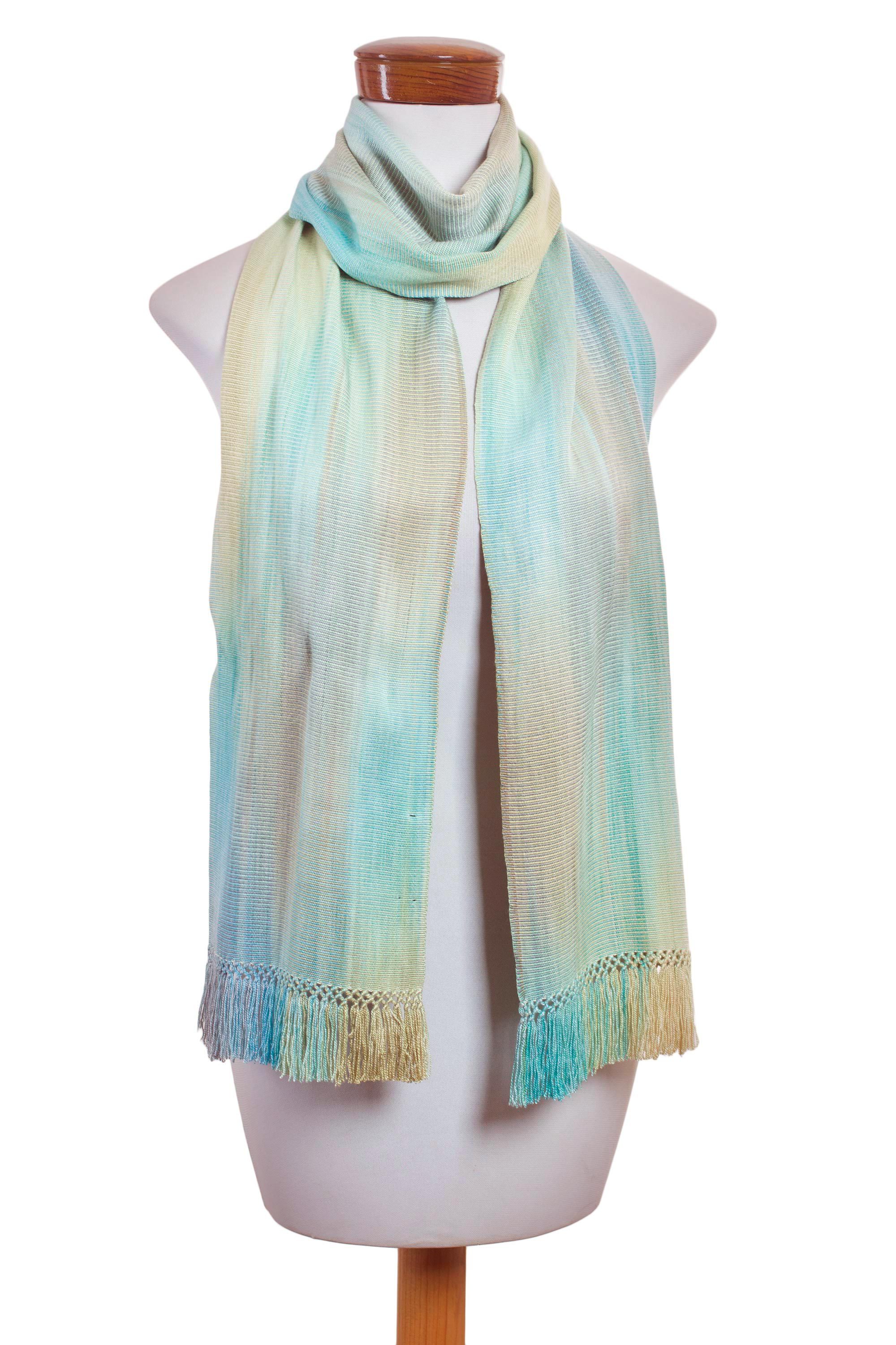 UNICEF Market | Hand Woven Pastel Blue Green Rayon Scarf - Iridescent ...