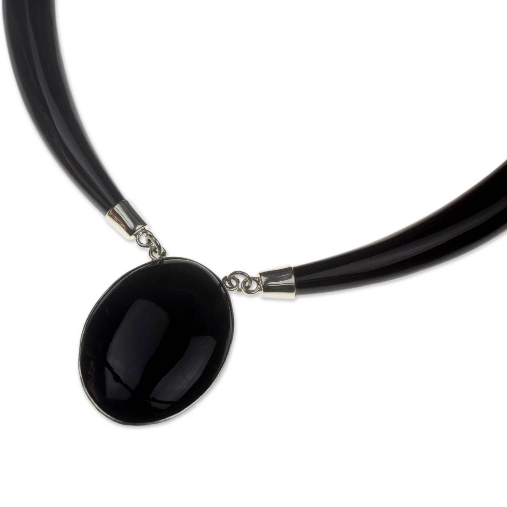 UNICEF Market | Black Jade Pendant Necklace with Sterling Silver - Maya ...