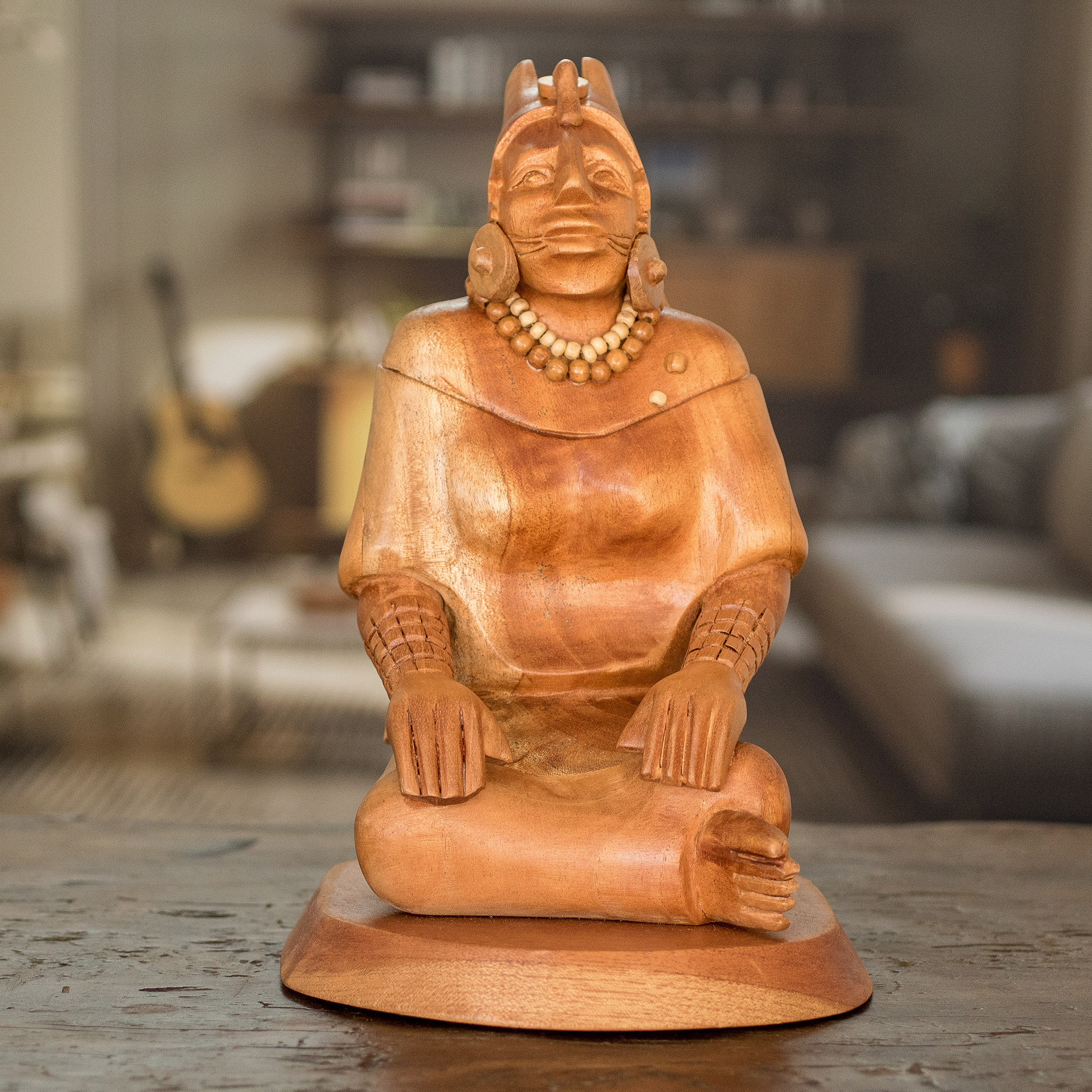 Mayan Jaina-Style Wood Sculpture of a Woman from Guatemala - Mayan ...