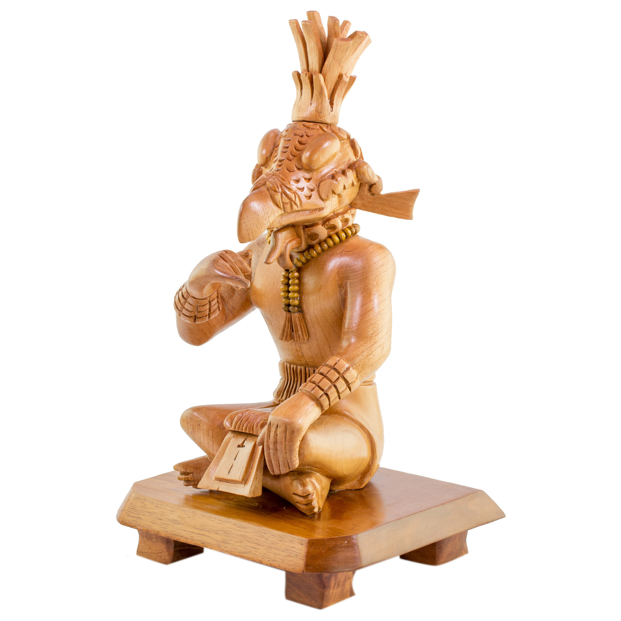 Maya Cedar Wood Replica Sculpture of the Palenque Bird Man - Maya Bird ...
