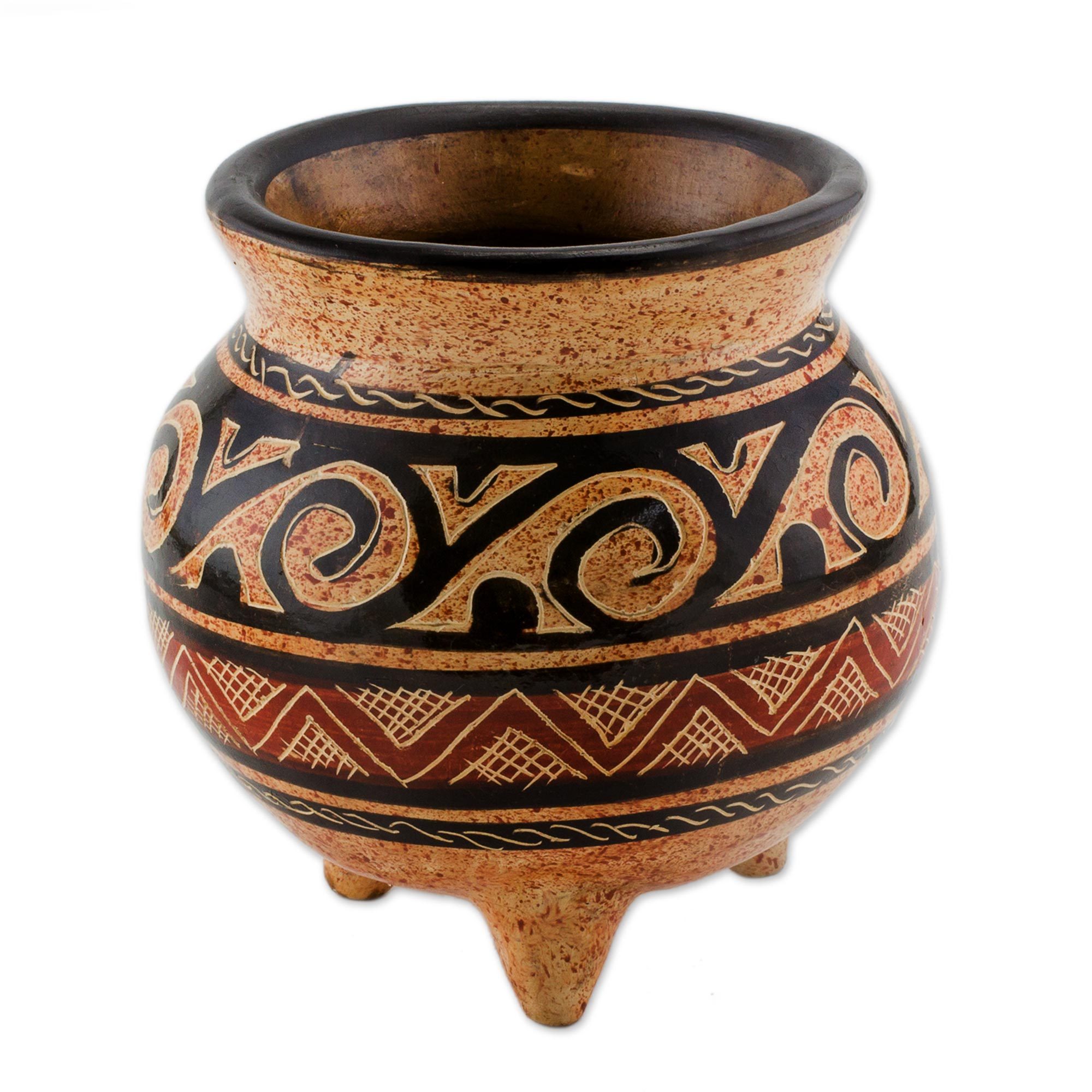 Earth-Toned Chorotega Pottery Handmade Decorative Vessel - Nicoya's ...