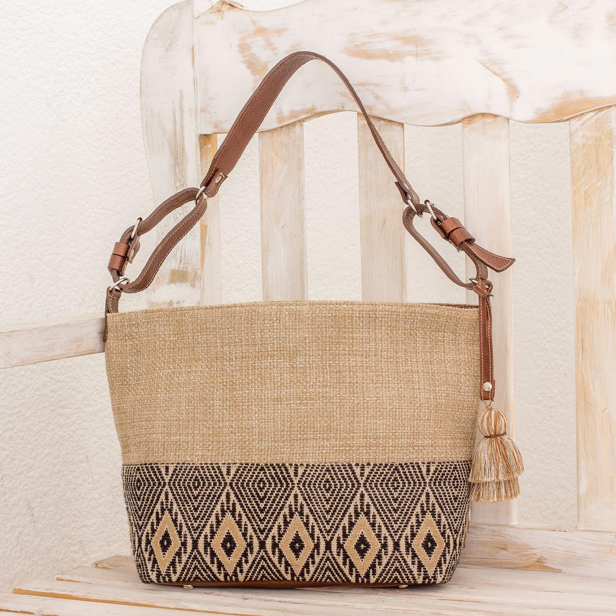 UNICEF Market | Leather-Accented All Cotton Maya Style Shoulder Bag ...