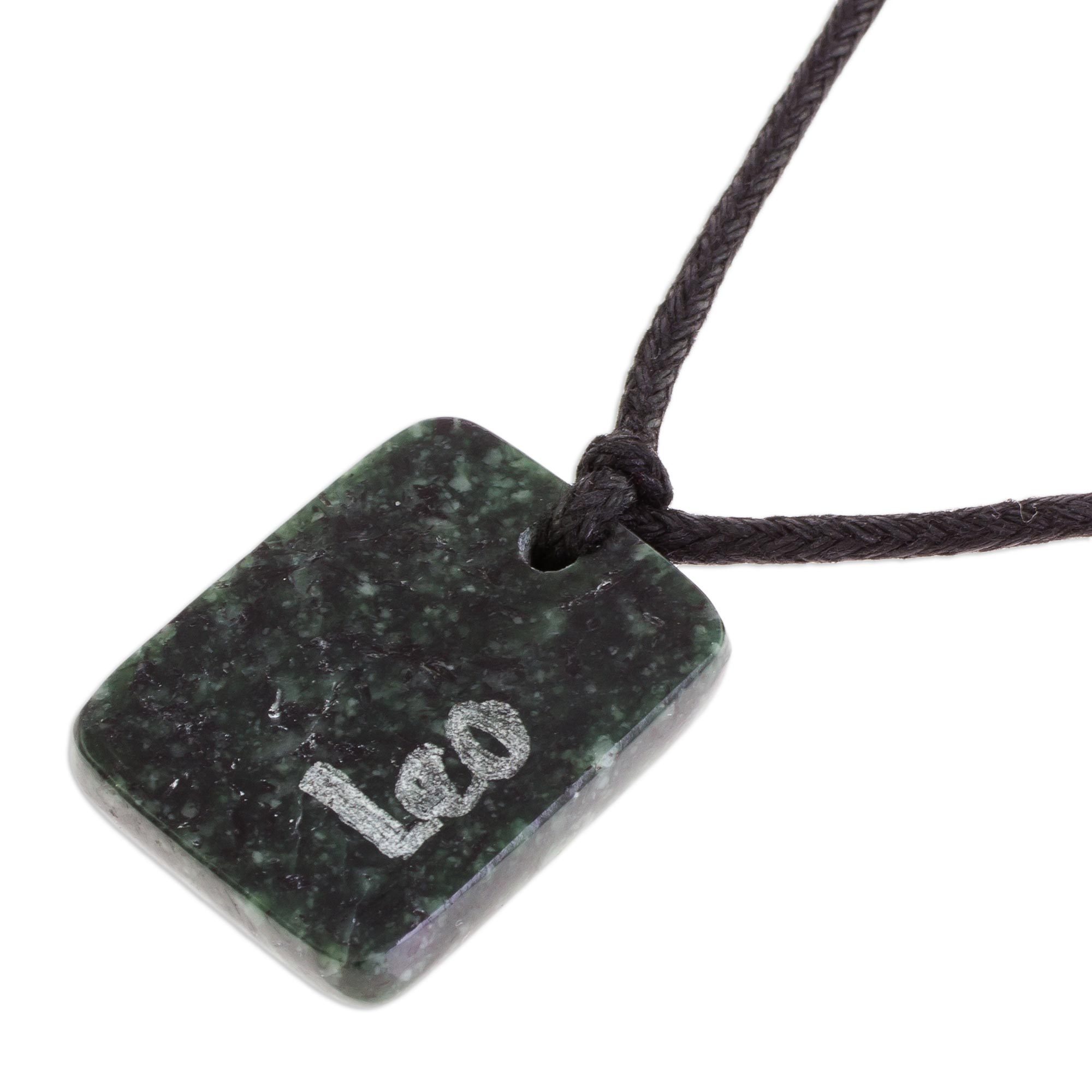 Jade Zodiac Leo Pendant Necklace from Guatemala - Verdant Leo | NOVICA