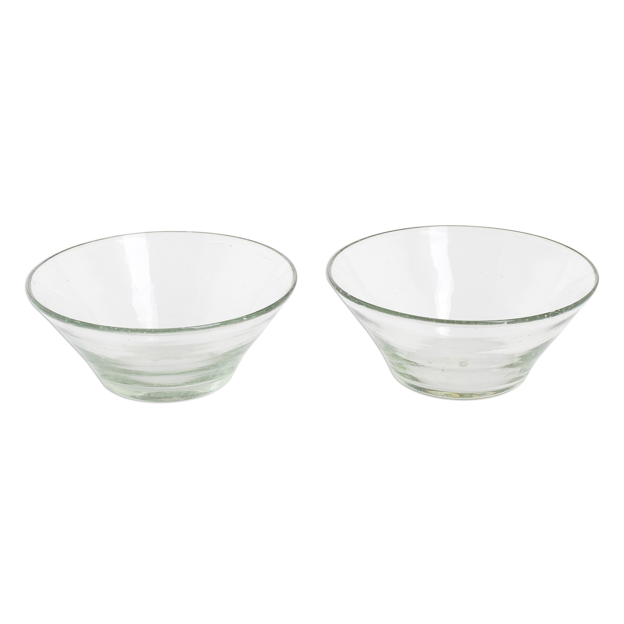 Handblown Recycled Clear Glass Salad Bowls Set Of 3 Clear Delight Novica