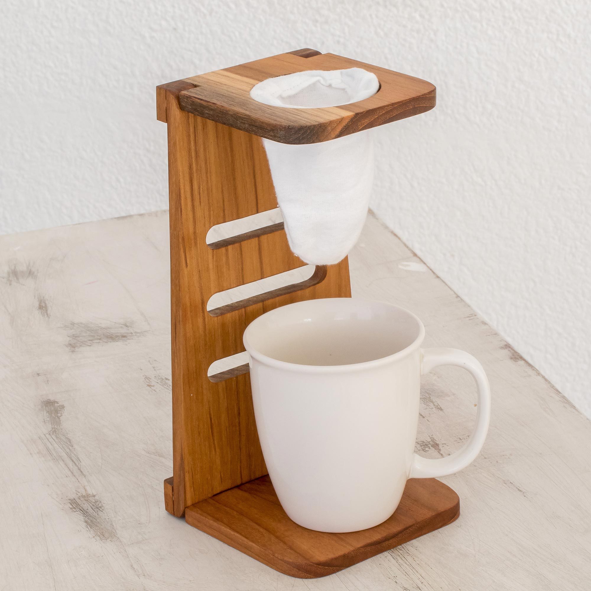 UNICEF Market | Teak Wood Single-Serve Drip Coffee Stand from Costa ...