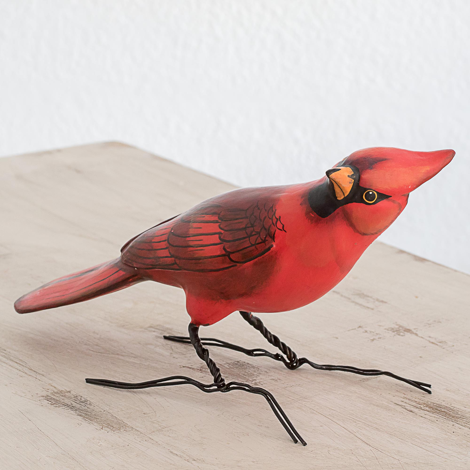 Ceramic Cardinal Sculpture from Guatemala - Cardinal | NOVICA