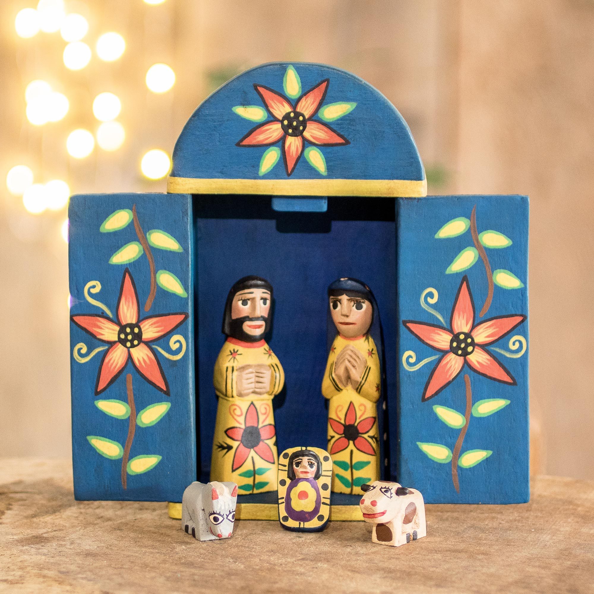 UNICEF Market | Wood Retablo Nativity Scene from Guatemala (7 Piece ...