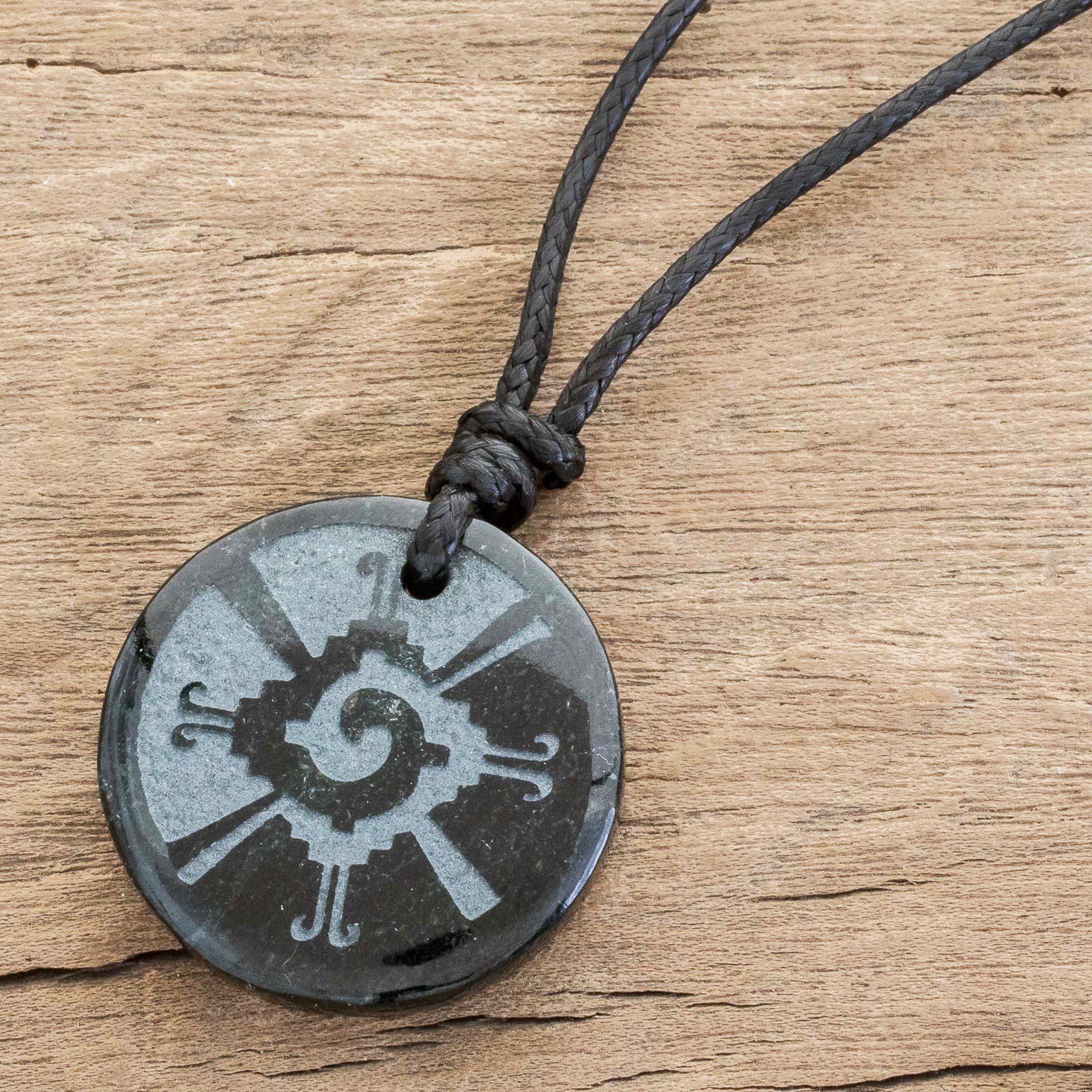 UNICEF Market | Hunab Ku Symbol Dark Green Jade Pendant Necklace - Hunab Ku