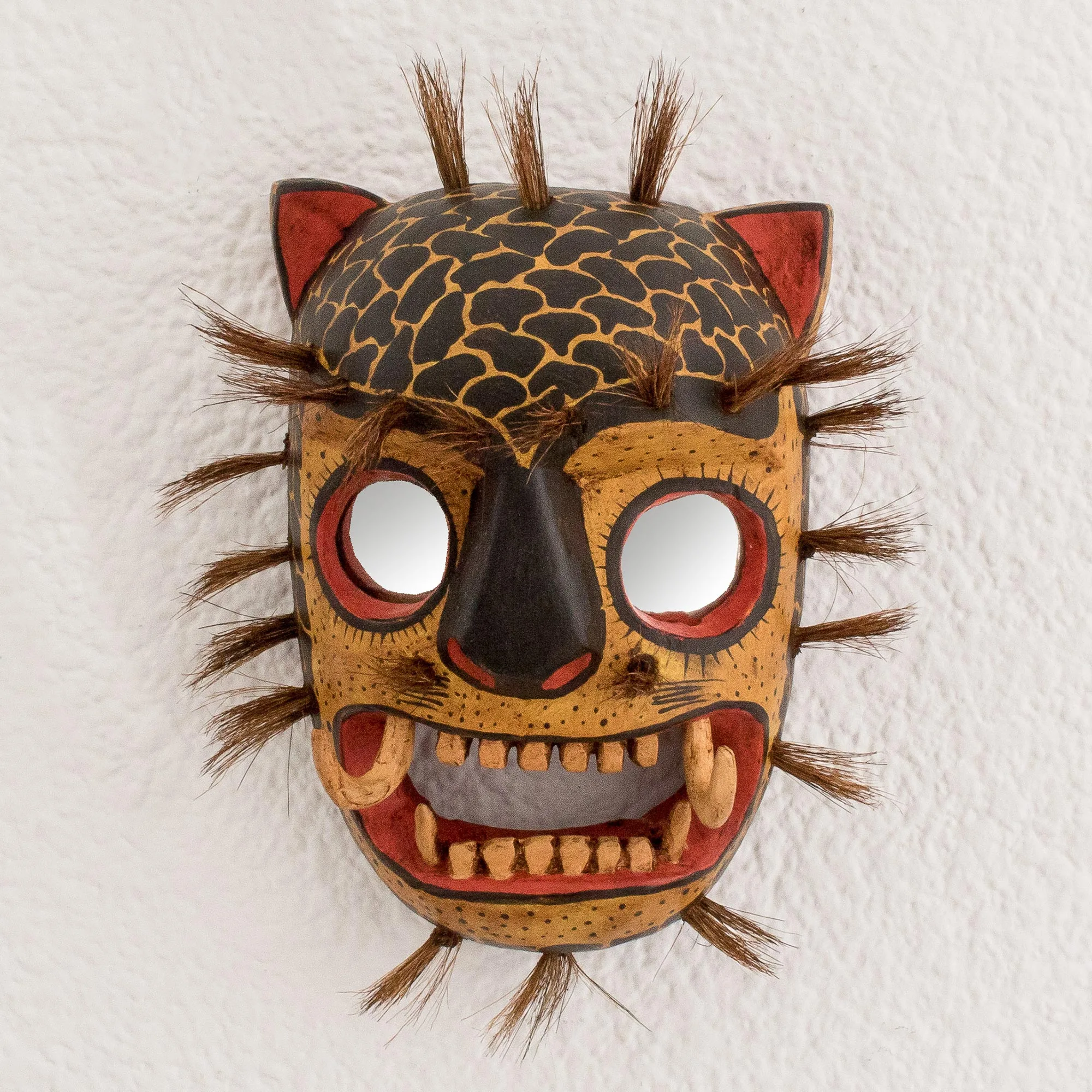 UNICEF Market | Hand-Carved Rustic Wood Jaguar Mask from Guatemala - Jaguar