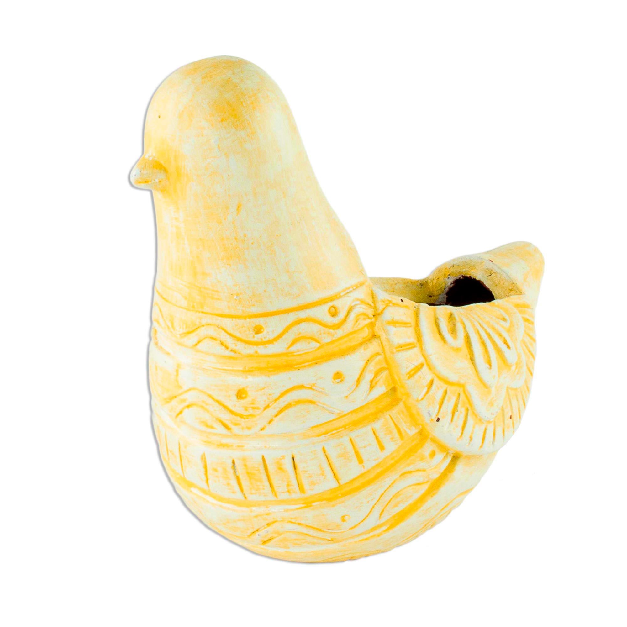 Yellow Ceramic Canary Flower Pot from El Salvador - Tropical Canary ...