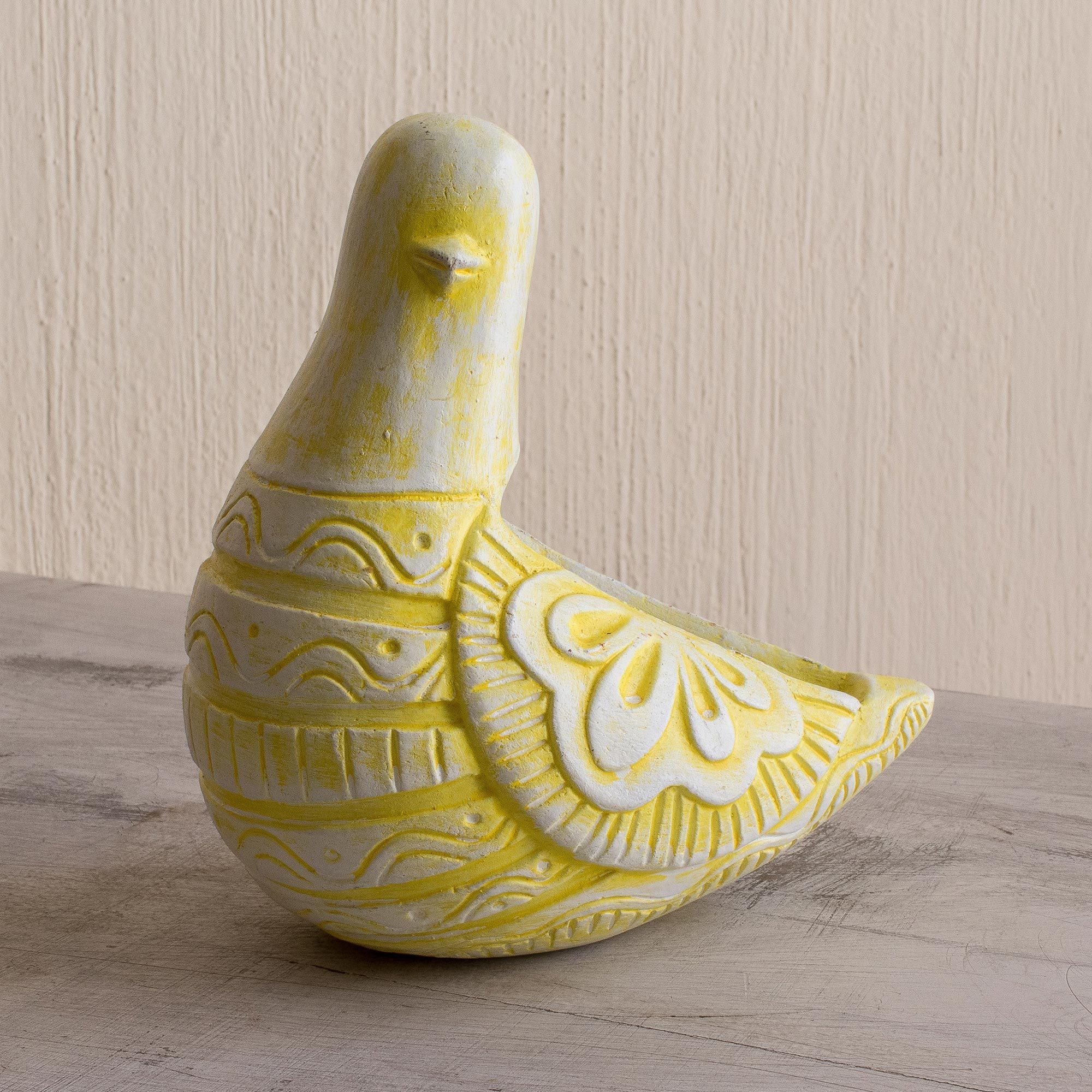 Handcrafted Ceramic Canary Flower Pot from El Salvador - Canary Song ...