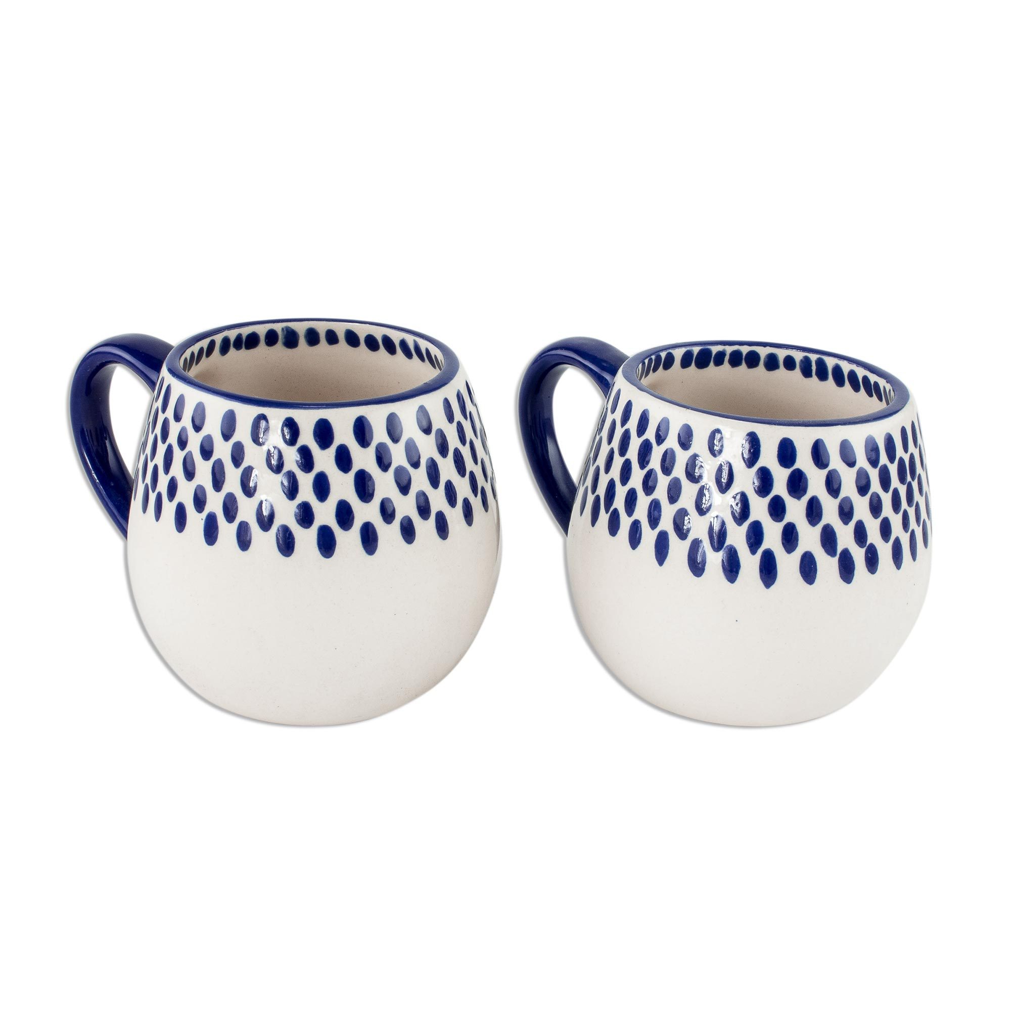 UNICEF Market | Navy and White Ceramic Mugs from El Salvador (Pair ...