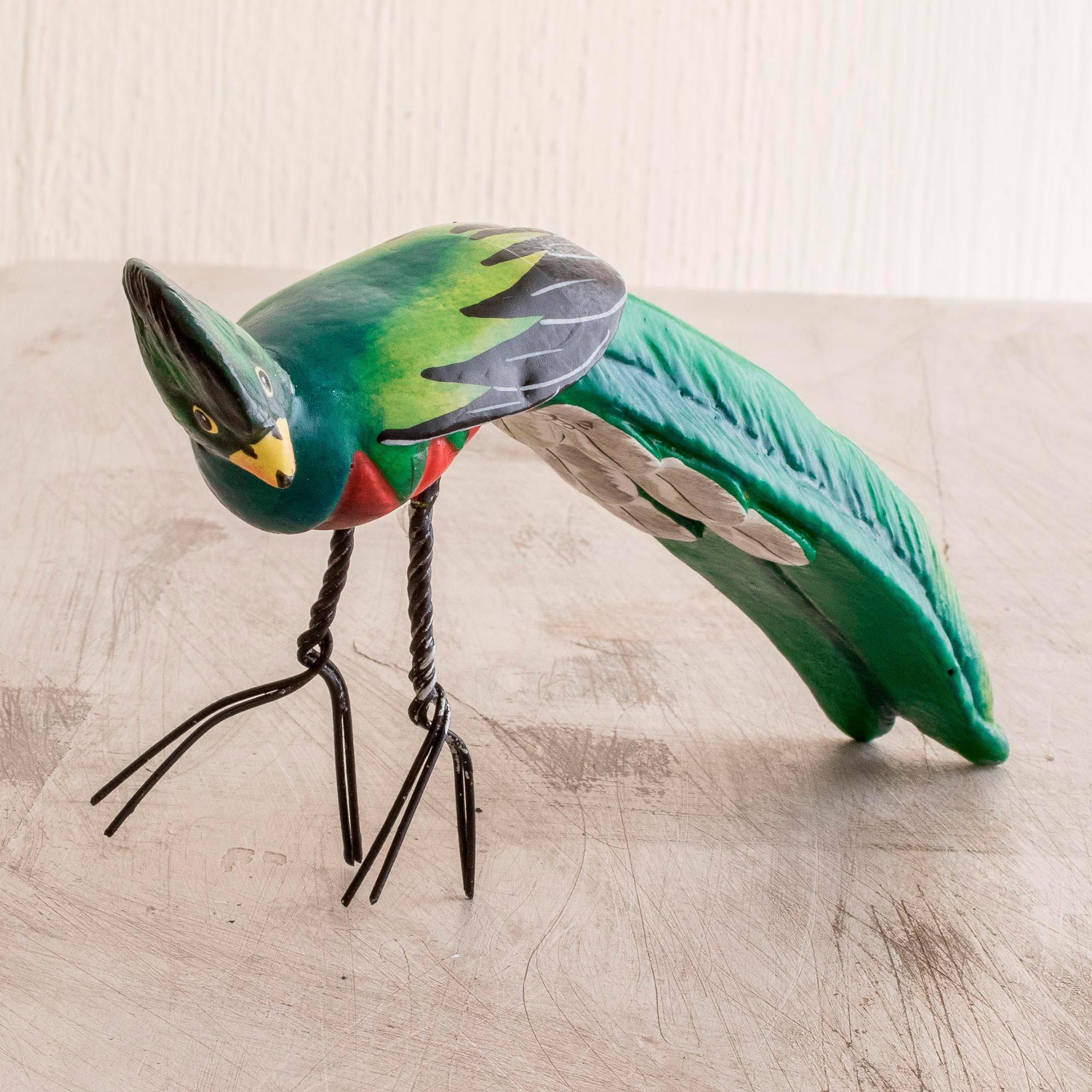 Guatemala Handcrafted Ceramic Quetzal Bird Figurine - Resplendent ...