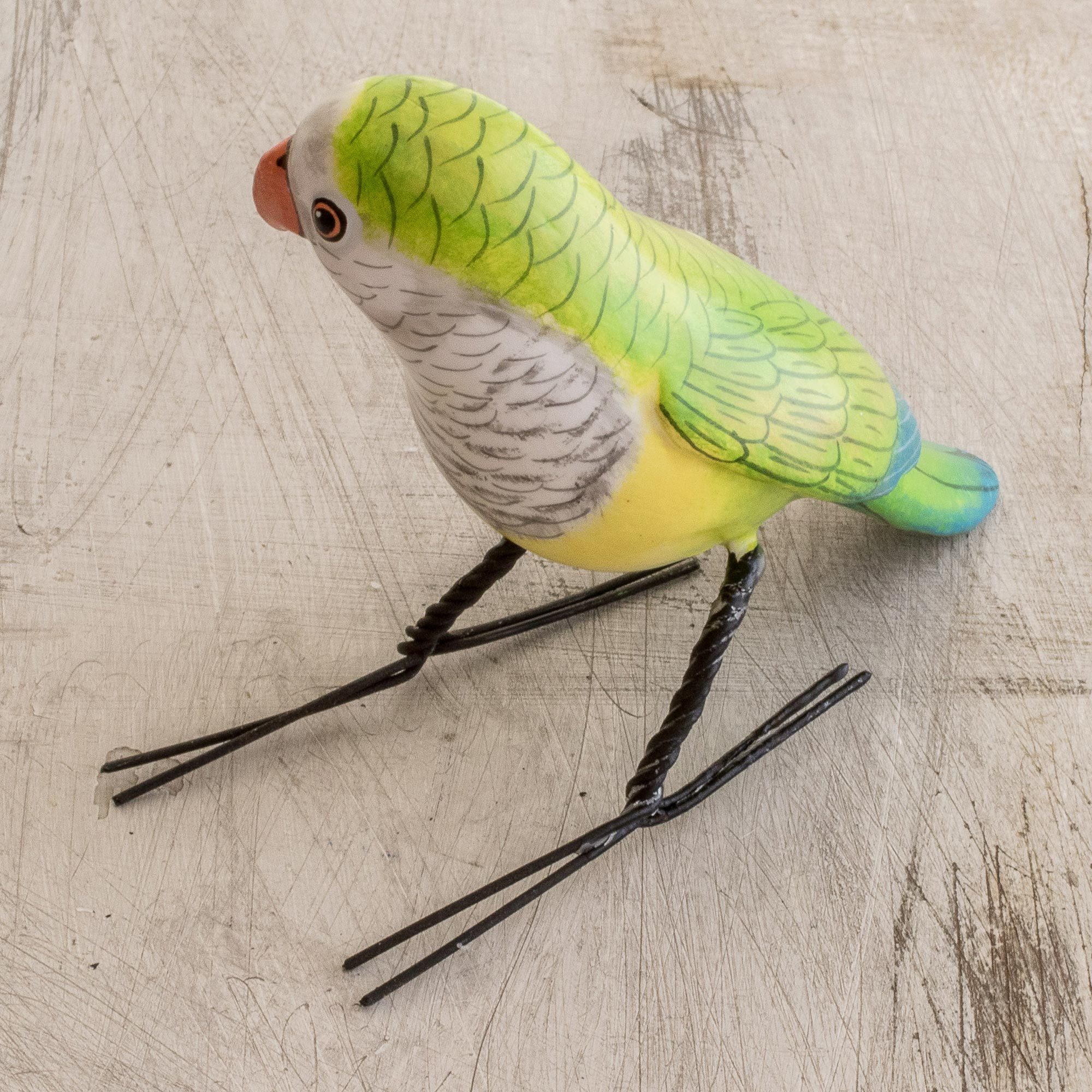 Guatemala Handcrafted Ceramic Monk Parakeet Figurine - Monk Parakeet ...