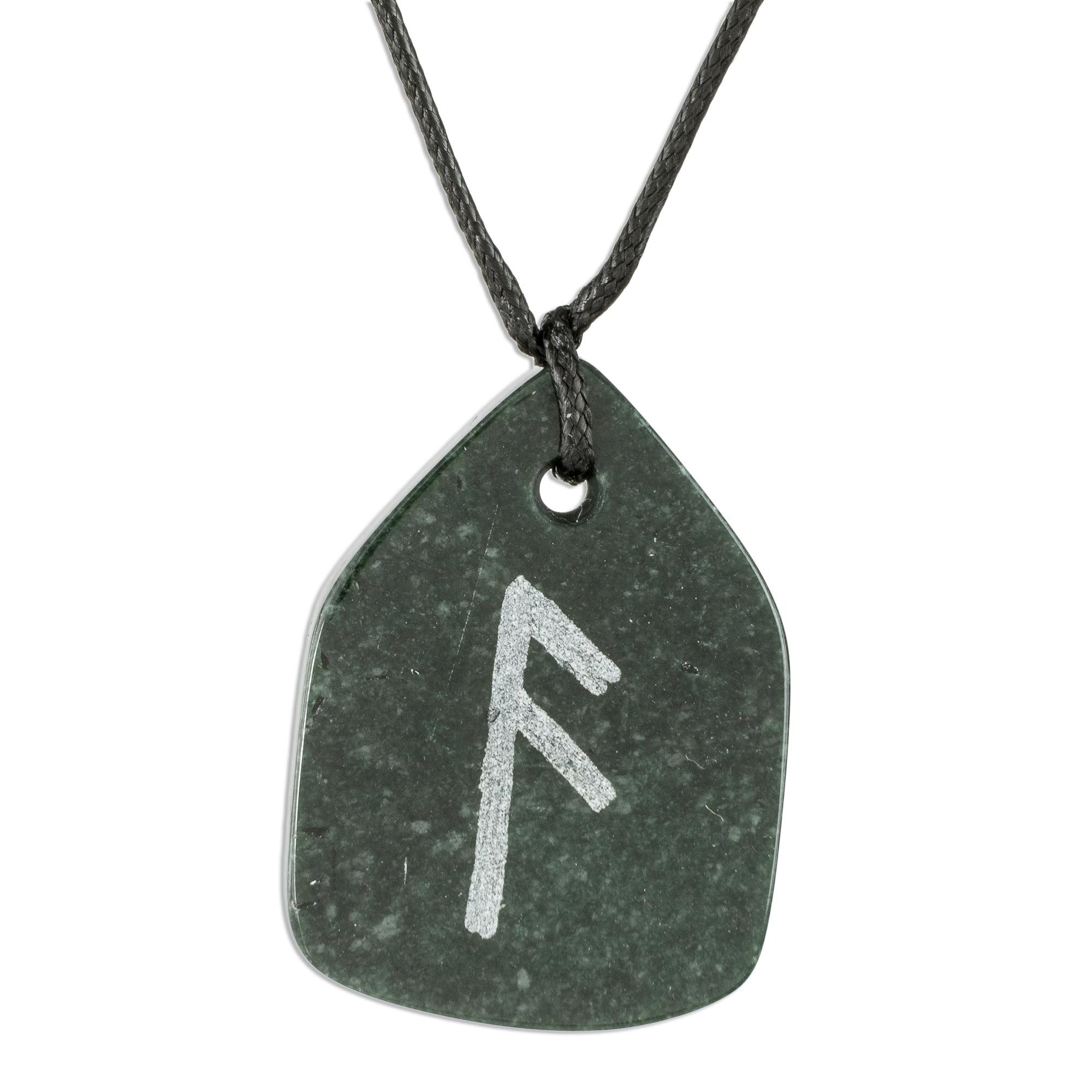 Hand Crafted Unisex Jade Rune Necklace - Rune Ansuz | NOVICA