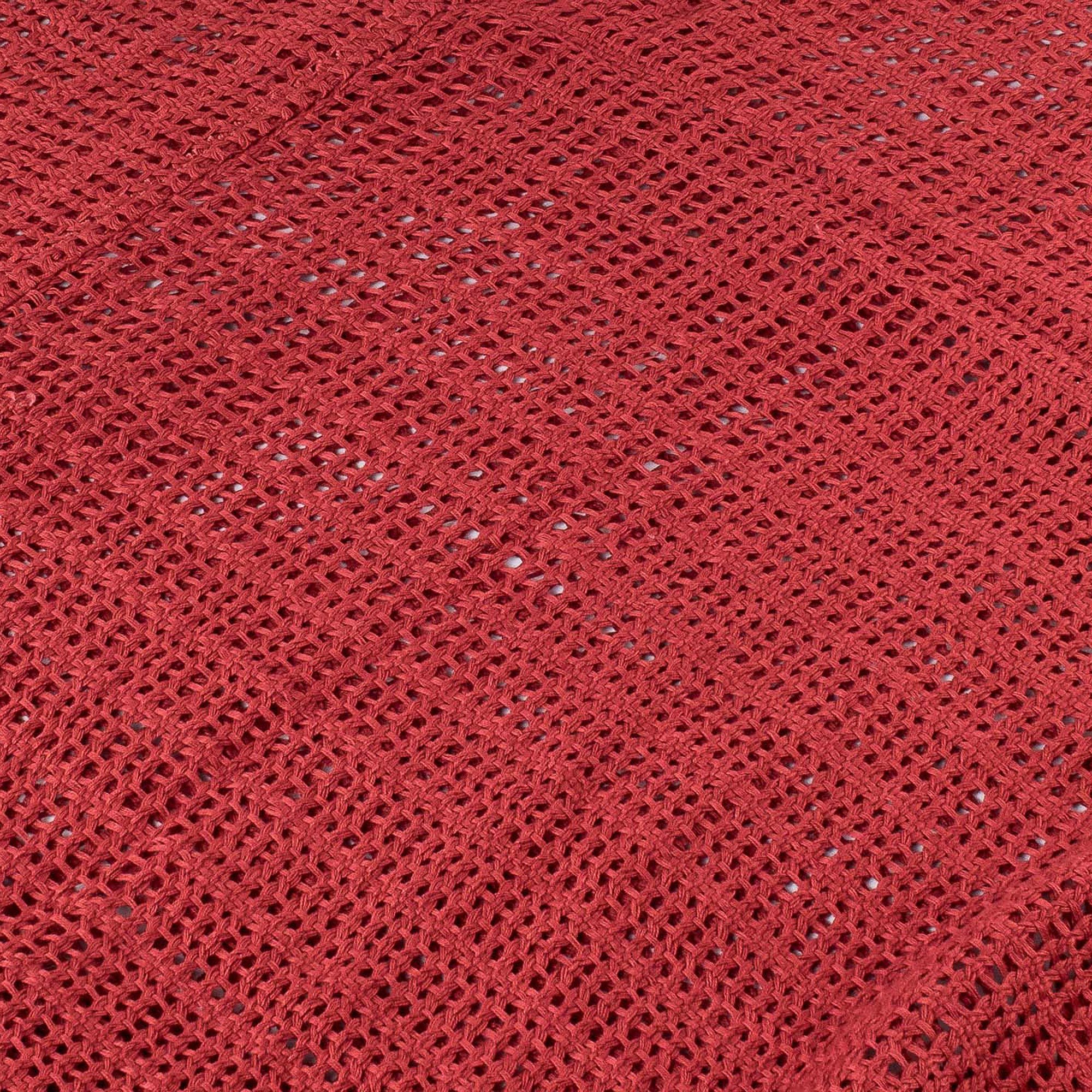 Bright Red Open Weave Cotton Poncho - Fresh Chili | NOVICA