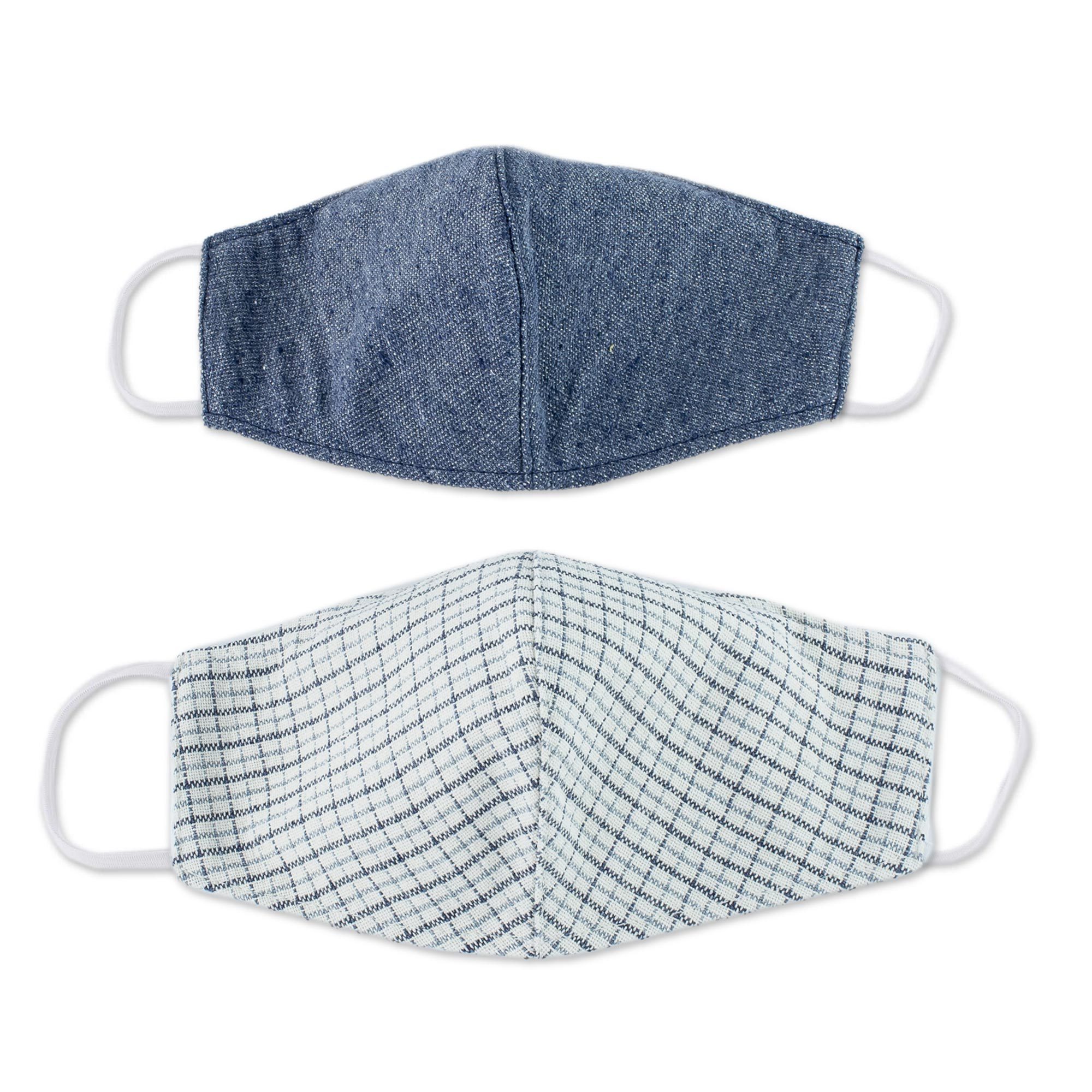 UNICEF Market | 2 Eco-Friendly Blue and Ivory Cotton 2-Layer Masks ...