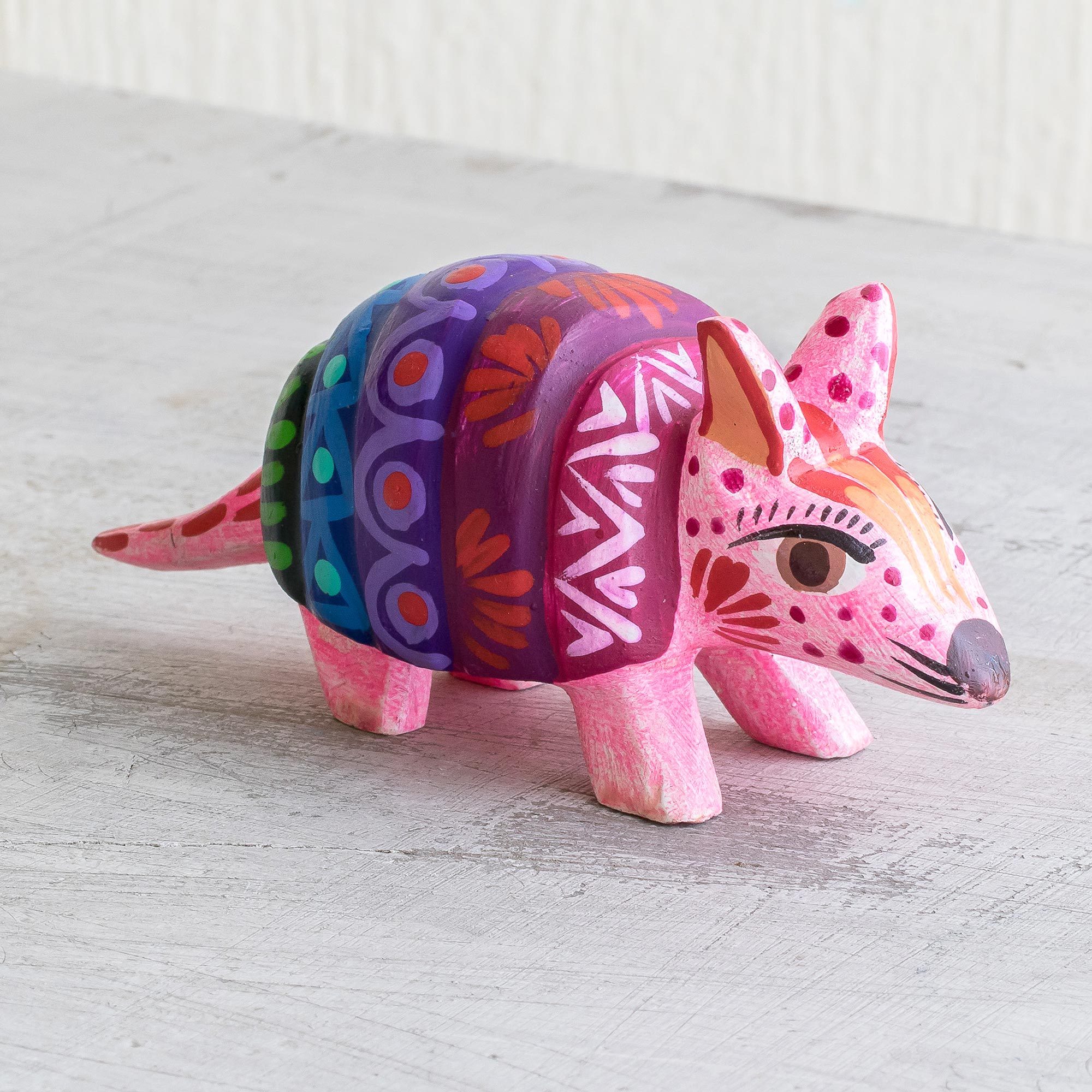 Artisan Crafted Wood Armadillo Figurine - Artful Armadillo | NOVICA