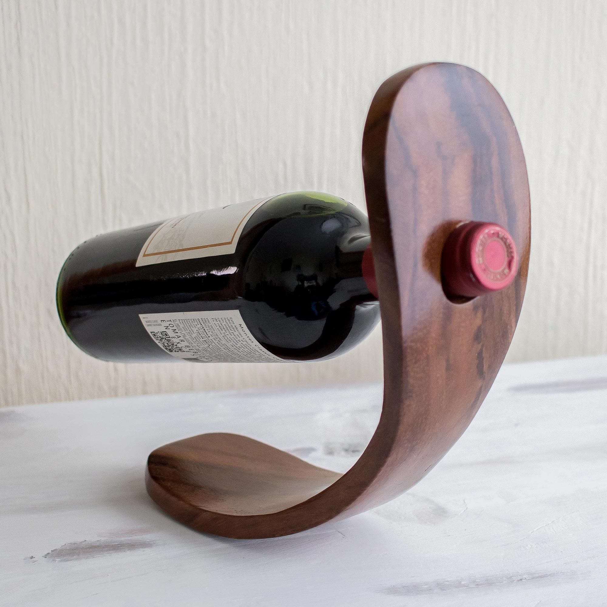 Reclaimed Wood Wine Bottle Holder - Slope | NOVICA