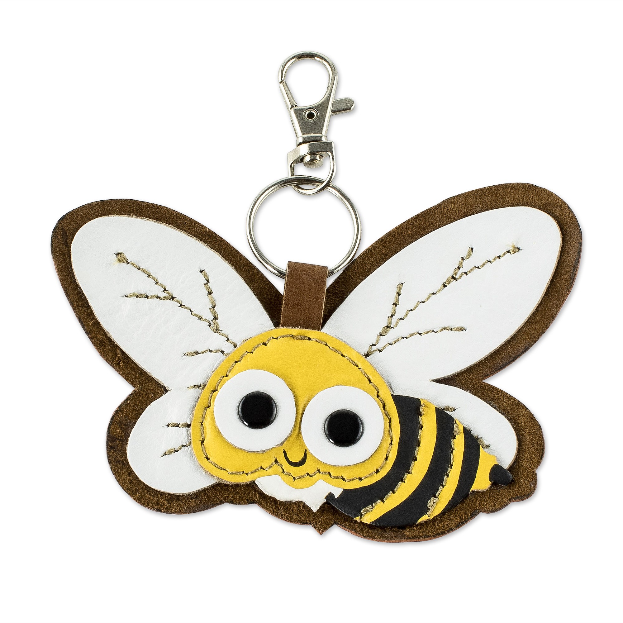 Handmade Leather Bee Key Fob - Busy Bee | NOVICA
