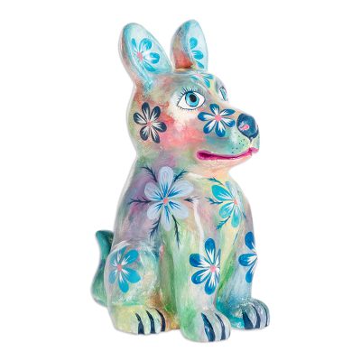 Pastel Wood Corgi Sculpture - Welsh Corgi | NOVICA