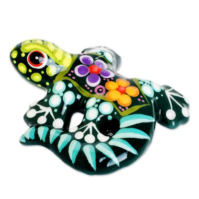 Costa Rican Hand Painted Tiny Floral Ceramic Gecko Figurine - Tiny ...