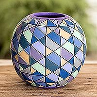 Hand-Painted Ceramic Decorative Vase with Triangle Motifs ...