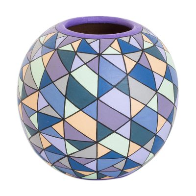 Hand-Painted Ceramic Decorative Vase with Triangle Motifs ...