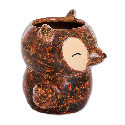 Handcrafted Ceramic Fox Vase with Hand-Painted Details - Adorable ...